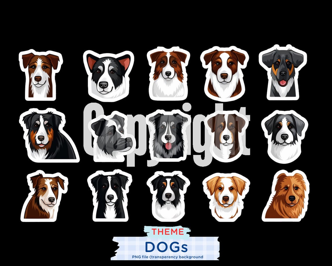STICKER: 62 Dogs PNG Files for Decoration Goodnote, Journey, Canva, or ...
