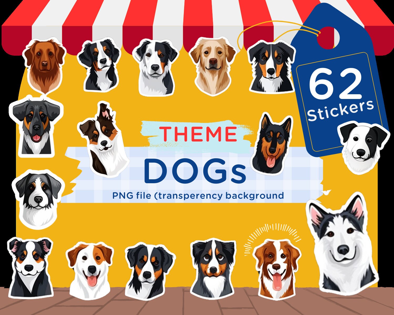 STICKER: 62 Dogs PNG Files for Decoration Goodnote, Journey, Canva, or ...