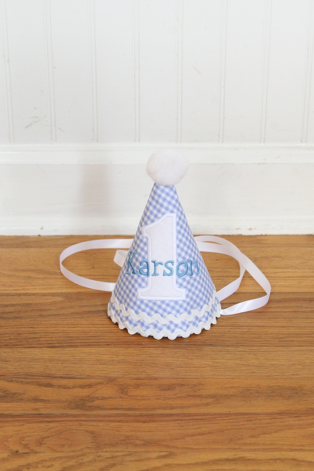 Baby Birthday Hat Boy - Boy Party Hat - Blue Gingham Birthday - Boy ...