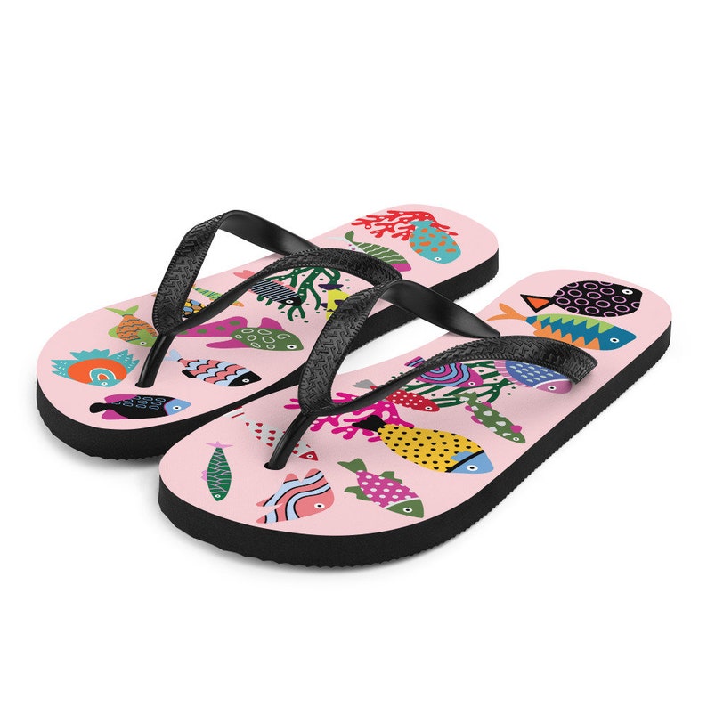 Fish Flip-flops Pink, Coral Fish Sandals Fish Footwear Colourful Summer ...