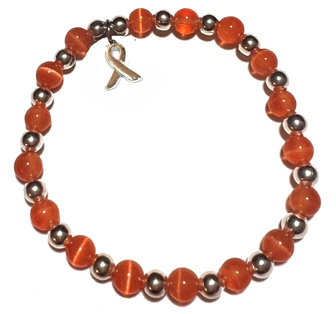 Leukemia Bracelet - Orange Cancer Bracelet - 6mm Stretchy Cancer ...