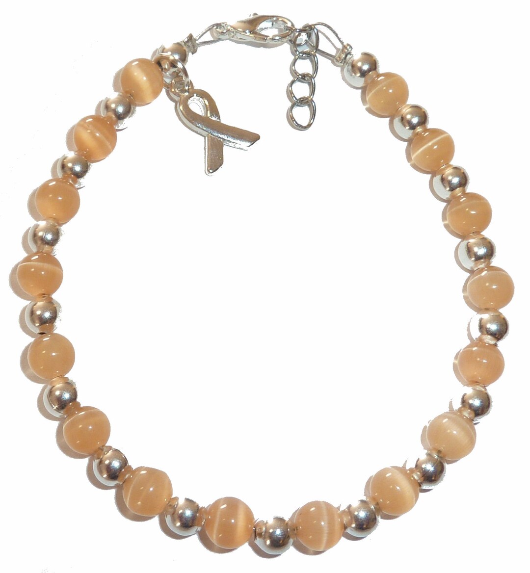 Uterine Cancer Bracelet (peach) - Endometrial Cancer - 6mm Beaded ...