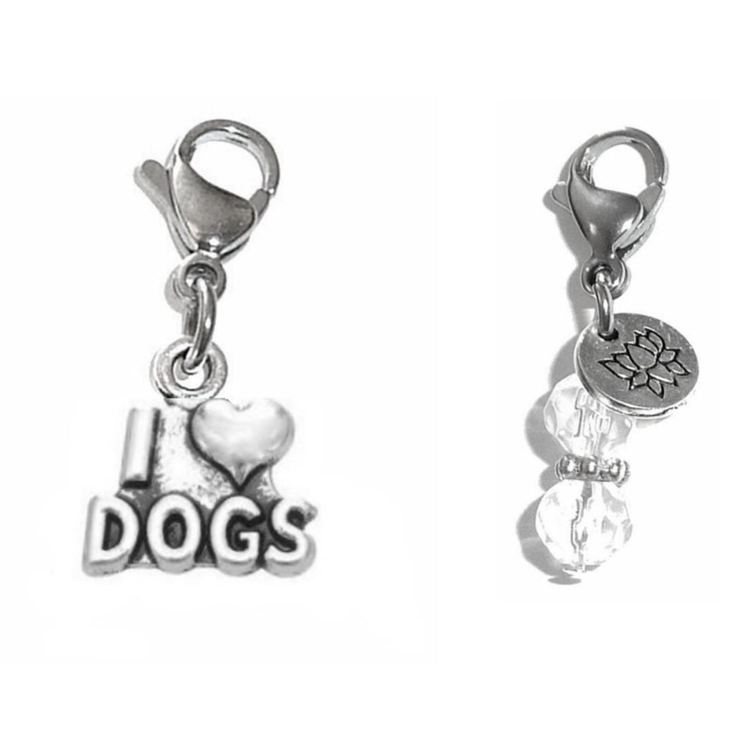I Love Dogs Charm for Dog Bracelet - Dog Charm Clip on Anywhere - Dog ...