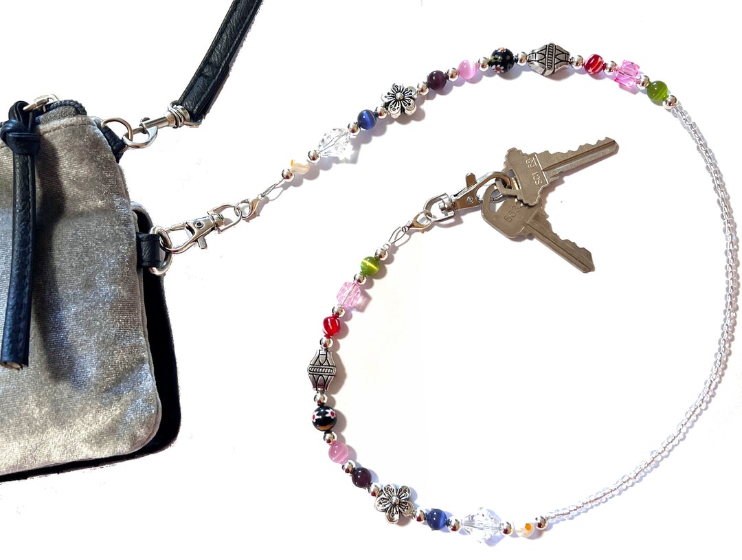 Multi Colored Key Keeper Beaded 24 Hand Strap Chain Organizer Purse ...