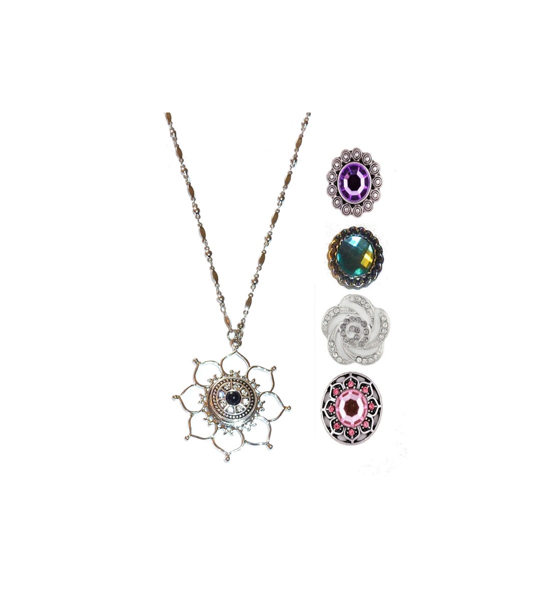 Snap Buttons Interchangeable Women's Fashion Jewelry Necklace, 18 Long ...