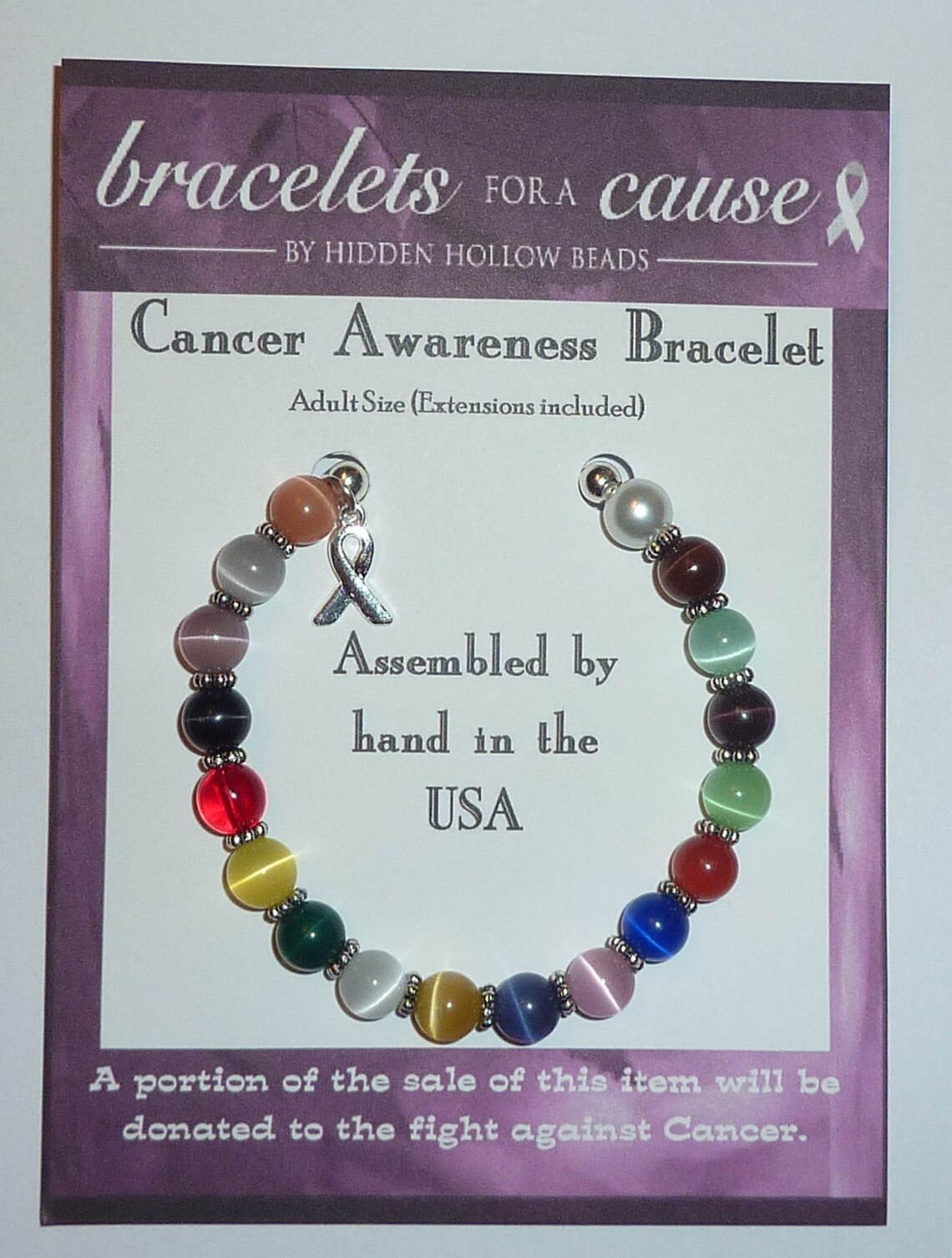 8mm Beaded Multi Cancer Awareness Packaged Bracelet . Wire and | Etsy