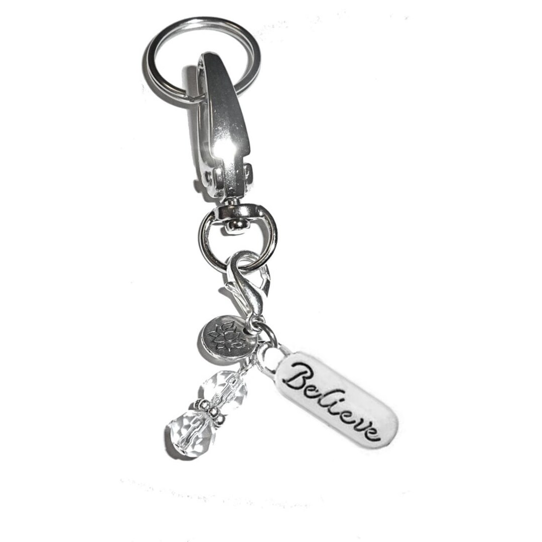 Believe Charm Keychain by Hidden Hollow - Message Charm Key Chain Ring ...