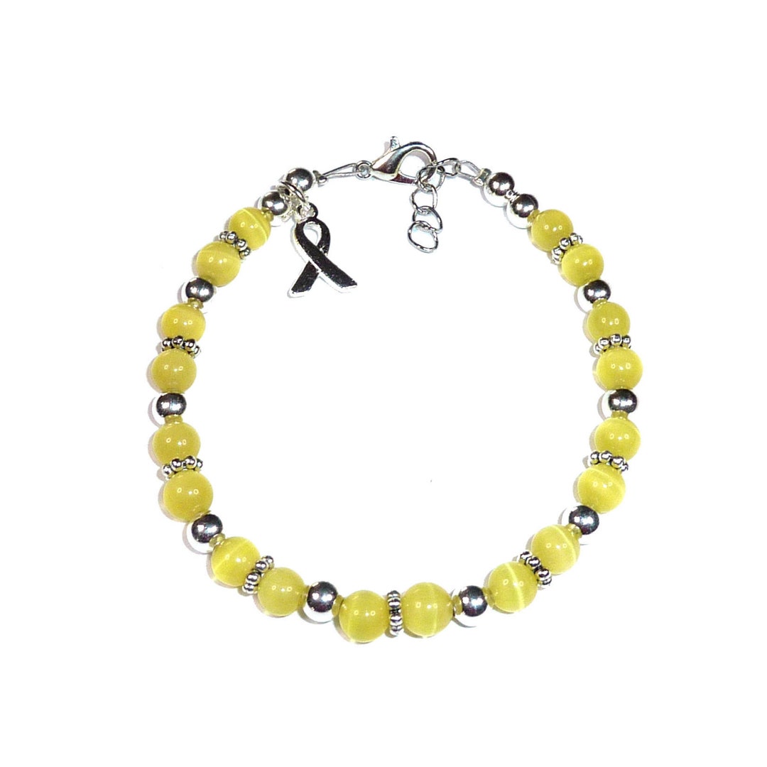 Yellow bladder & Sarcoma 6mm Beaded Cancer Awareness Packaged Bracelet ...