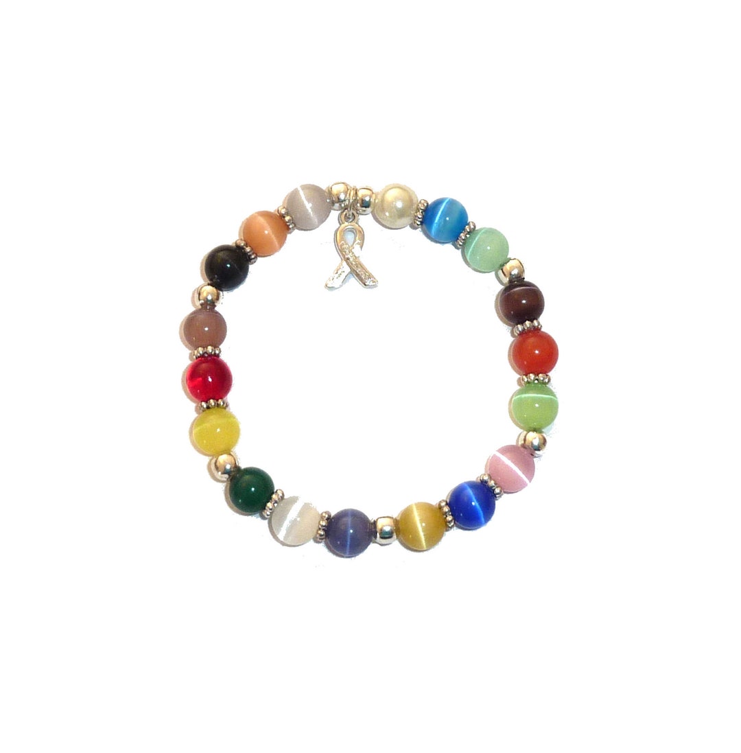 8mm Stretchy 18 Colors Packaged Cancer Awareness Bracelet. Fits Most ...