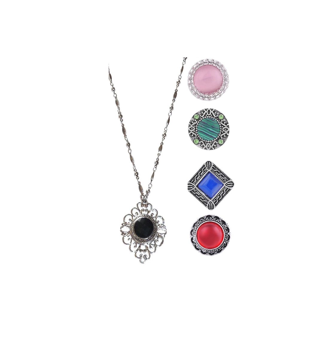 Snap Buttons Interchangeable Women's Fashion Jewelry Necklace, 18 Long ...