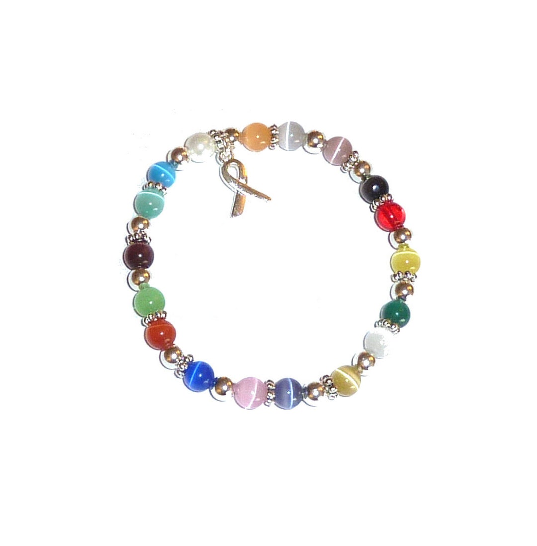 Cancer Awareness Bracelet (6mm Stretchy 18 Colors) Fits Most Adults ...
