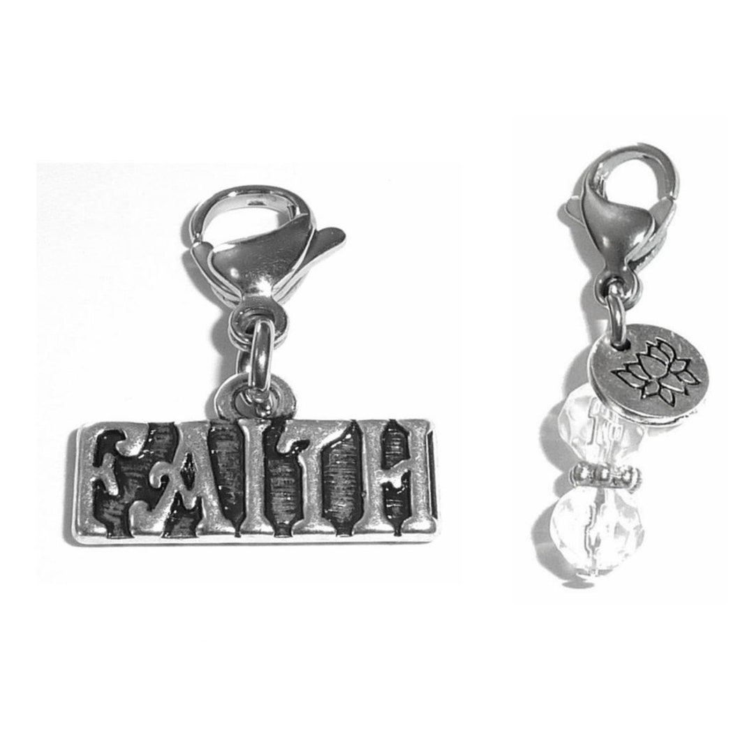 Faith Clip on Charm - Faith Zipper Charm - Backpack Charms - Keychain ...