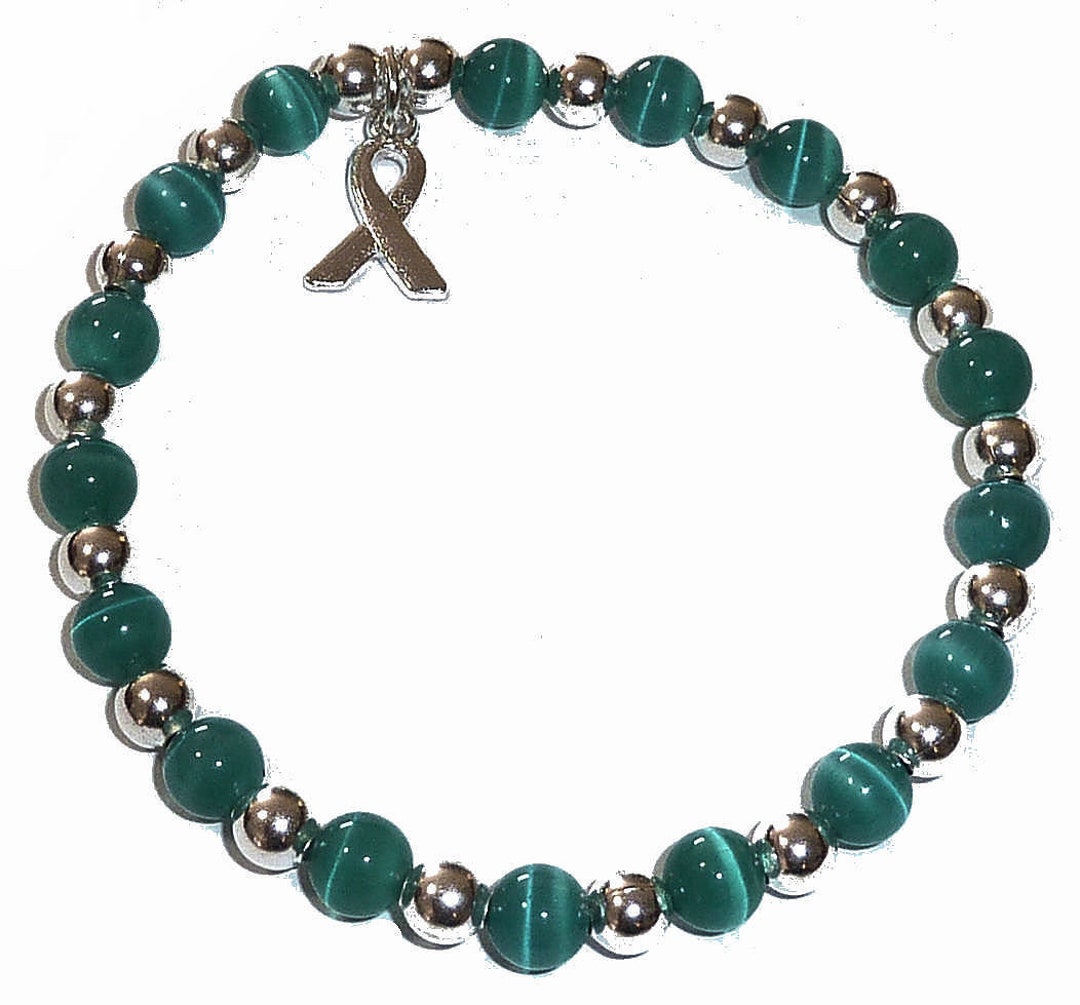 Forest Green (renal/kidney) 6mm Stretchy Cancer Awareness Bracelet ...