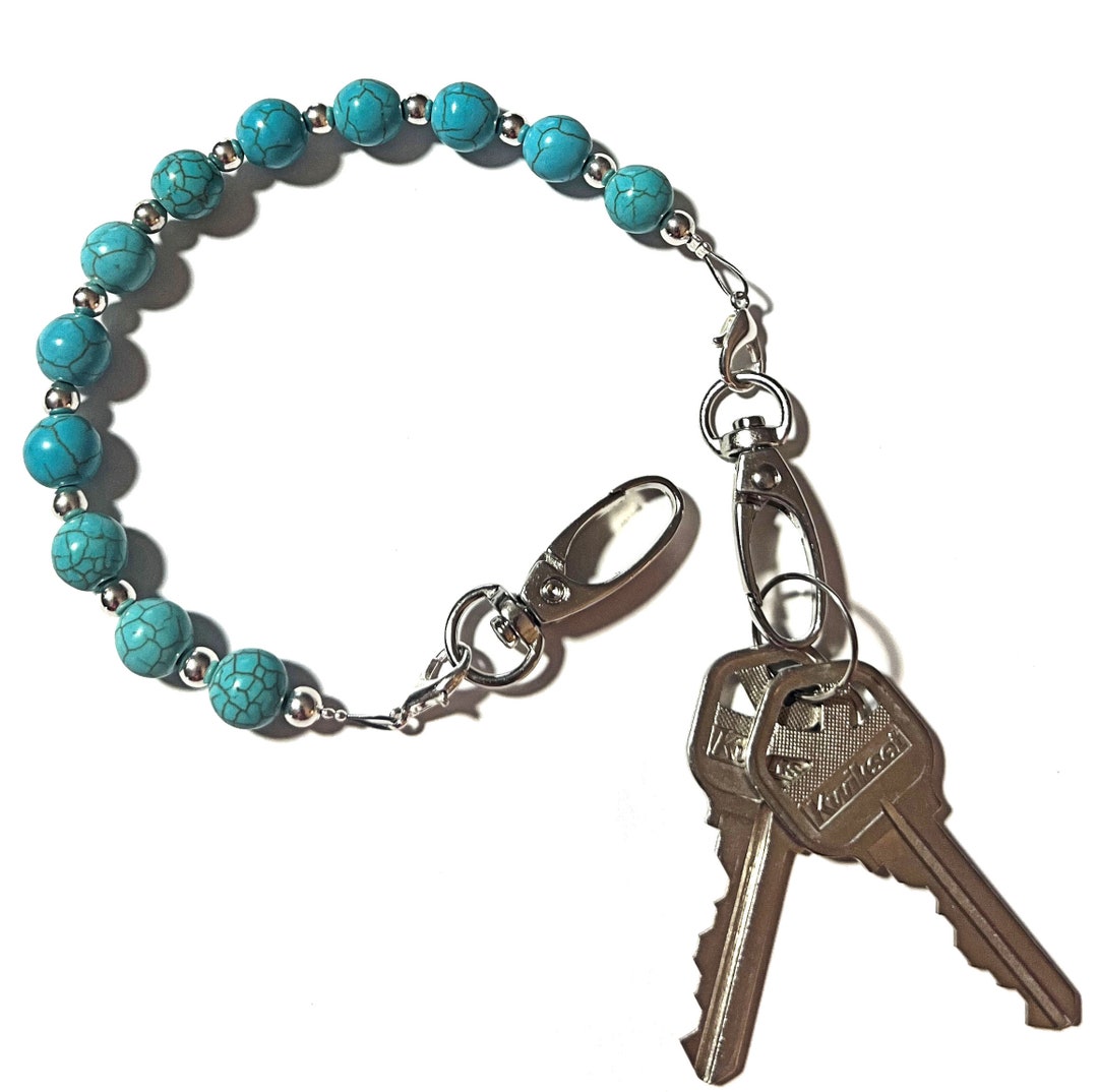 Turquoise Key Keeper 12 With Retractable Reel Women's Beaded Hand Strap ...