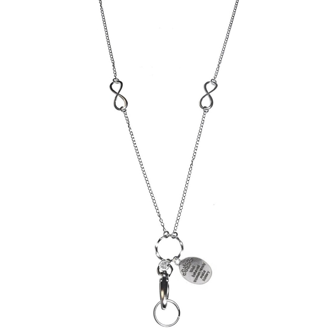 Silver Chain Lanyard Necklace, Women's Silver Chain Lanyard for ID ...