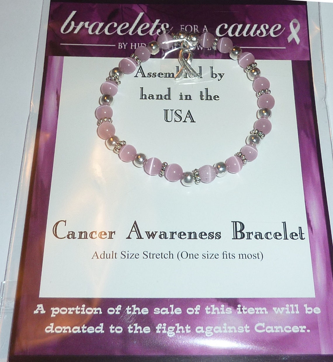 6mm Stretchy Pink Breast Cancer Awareness Bracelet Packaged. | Etsy