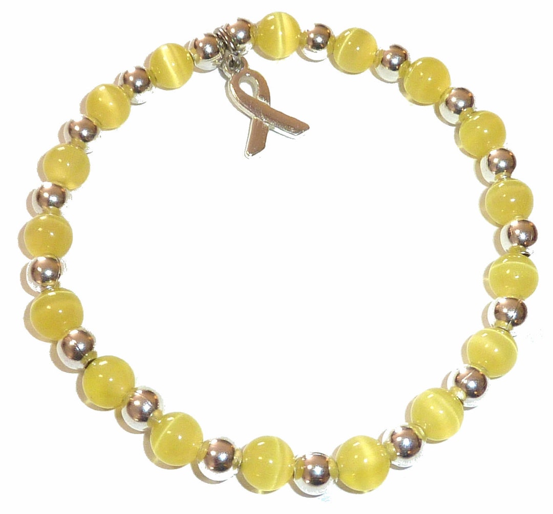Yellow (bladder & Sarcoma) 6mm Stretchy Cancer Awareness Bracelet ...
