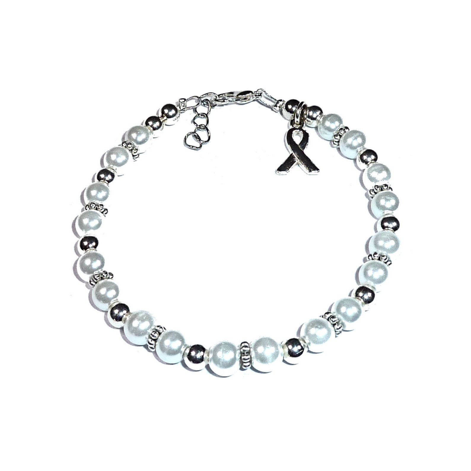 White Pearl lung Cancer 6mm Beaded Cancer Awareness Packaged - Etsy