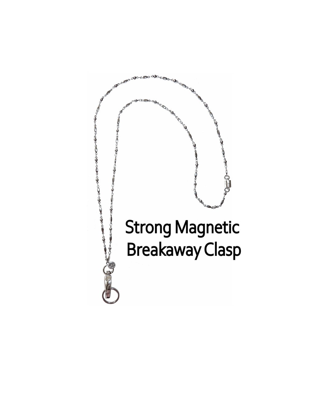 Stainless Steel Magnetic Breakaway Silver Lanyard, Made in USA, Teacher ...