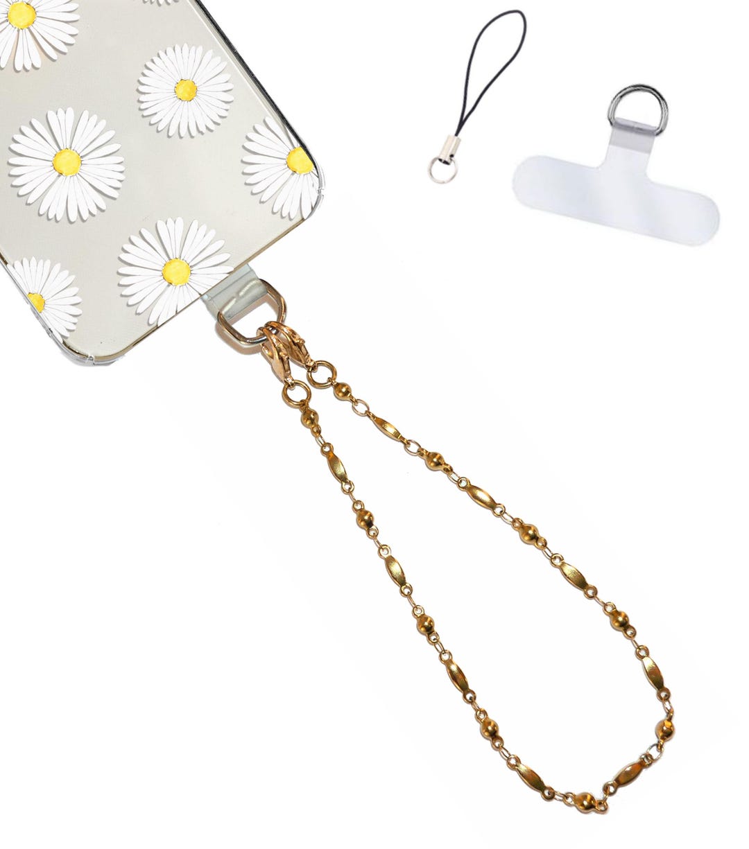 Gold Chain Cell Phone Charm Wrist Strap Tether Tab Wristlet Anti-drop ...