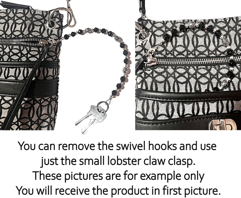 Key Keeper 12" Crystal Bling With Retractable Reel Women's Beaded Hand ...
