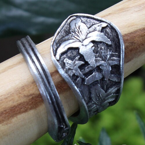 Tiger Lily Ring Adjustable Wrap Style Handcrafted Pewter - Etsy
