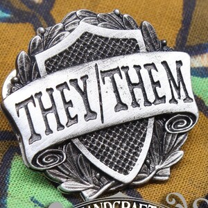 They / Them Pronoun Badge - Pride Pronoun Pin - Handcrafted Pewter ...