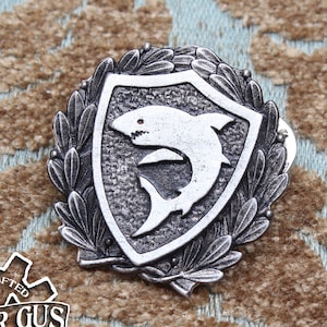 Shark Heraldic Badge - Heraldry Cosplay Pin - Handcrafted Pewter ...