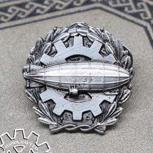 Airship Badge - Steampunk Zeppelin Heraldry Cosplay Pin - Handcrafted ...