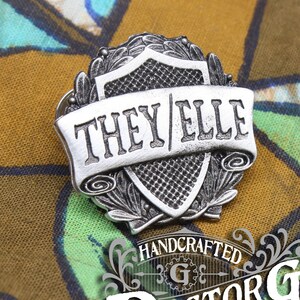 They/elle Pronoun Badge - Pride Pronoun Pin - Handcrafted Pewter ...