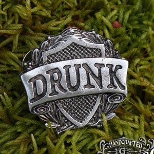 Drunk Badge - RPG Character Class Status Pin - Handcrafted Pewter ...