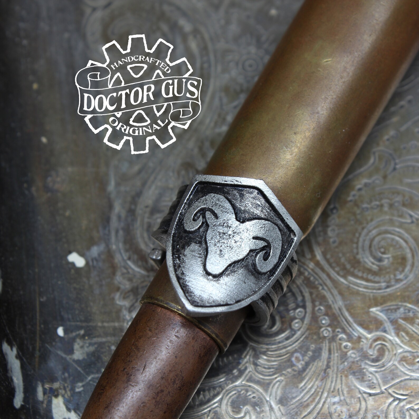 Aries Shield Ring Adjustable Handcrafted by Doctor Gus - Etsy