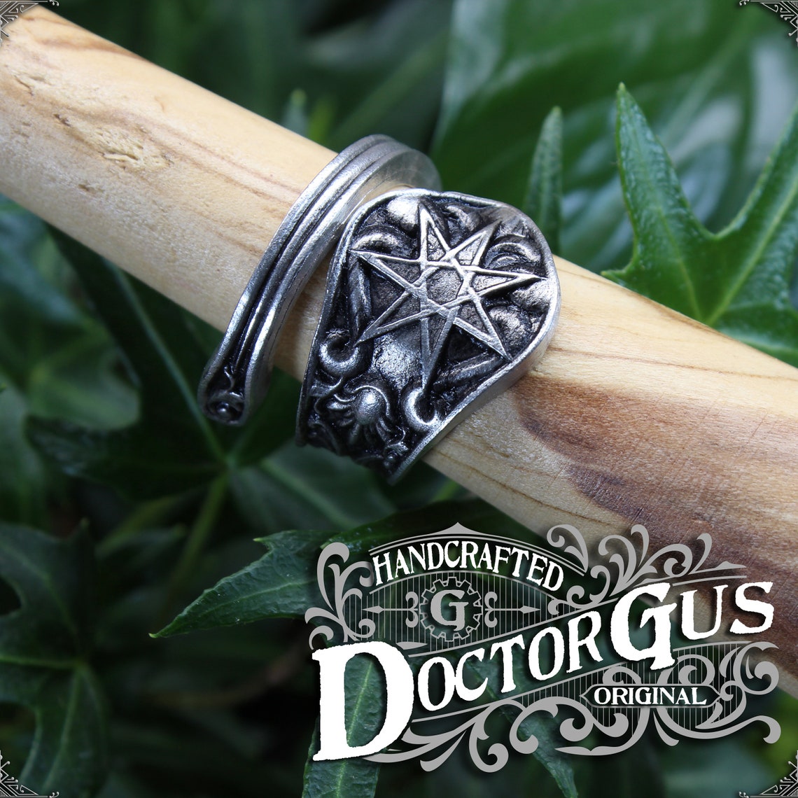 Faerie Star Ring - Seven Pointed Star - Adjustable - Wrap Style ...