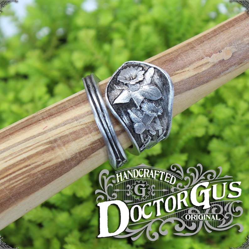 Daffodil Ring - Adjustable - Wrap Style - Handcrafted Pewter by Doctor ...