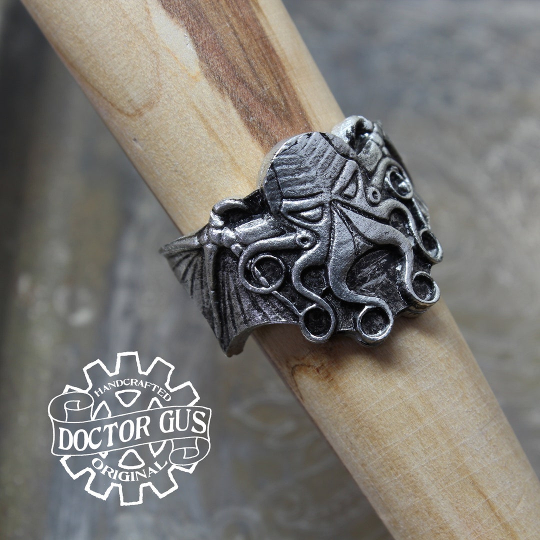 Cthulhu Ring - Handcrafted Pewter Ring - Adjustable Men's Ring - Doctor ...