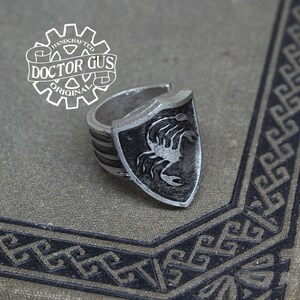 Scorpion Shield Ring - Adjustable - Handcrafted by Doctor Gus - Unisex ...