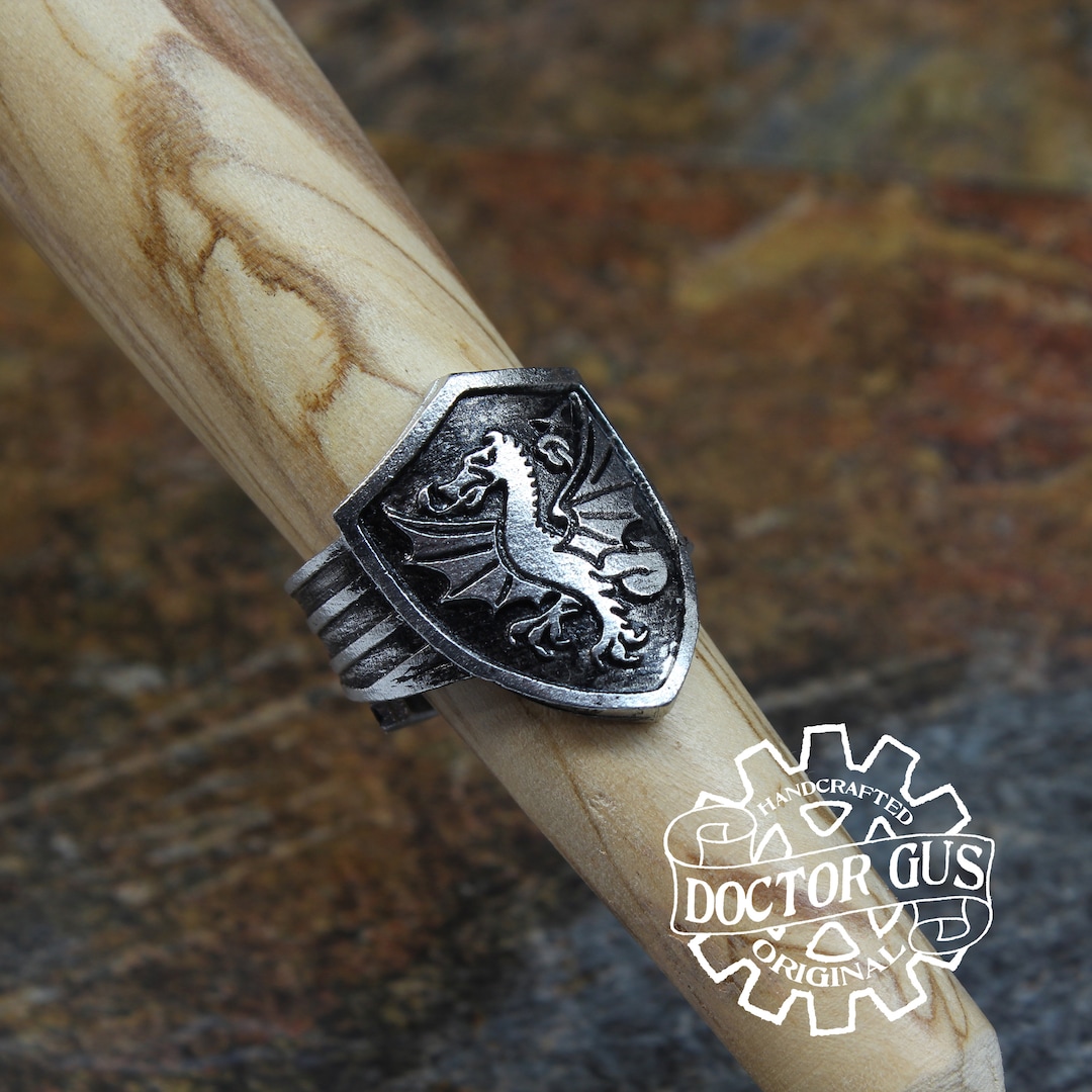 Dragon Shield Ring - Adjustable - Handcrafted by Doctor Gus - Unisex ...