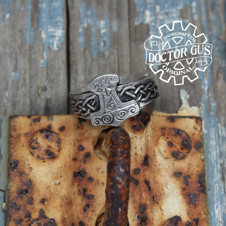 Thor's Hammer Ring Handcrafted Pewter Ring Medieval - Etsy