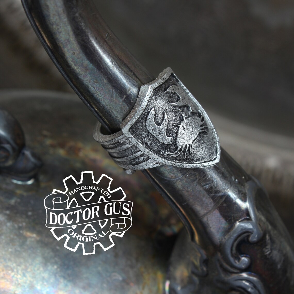 Crab Shield Ring Adjustable Handcrafted by Doctor Gus - Etsy