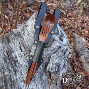 Handcrafted Leather Spoon Holster – Black – Belt-mounted Utensil Holder ...