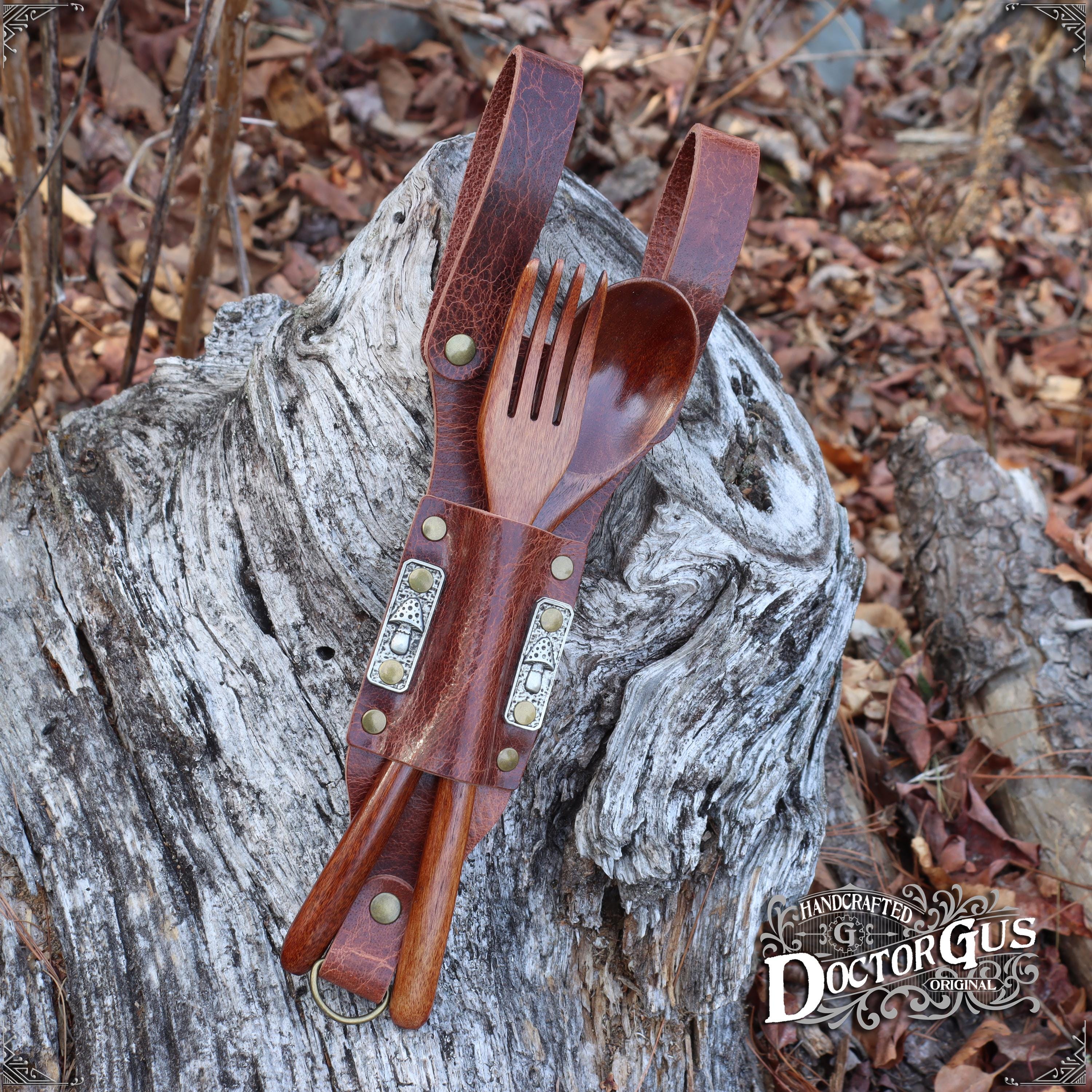Handcrafted Leather Spoon Holster – Antique Brown – Belt-mounted ...