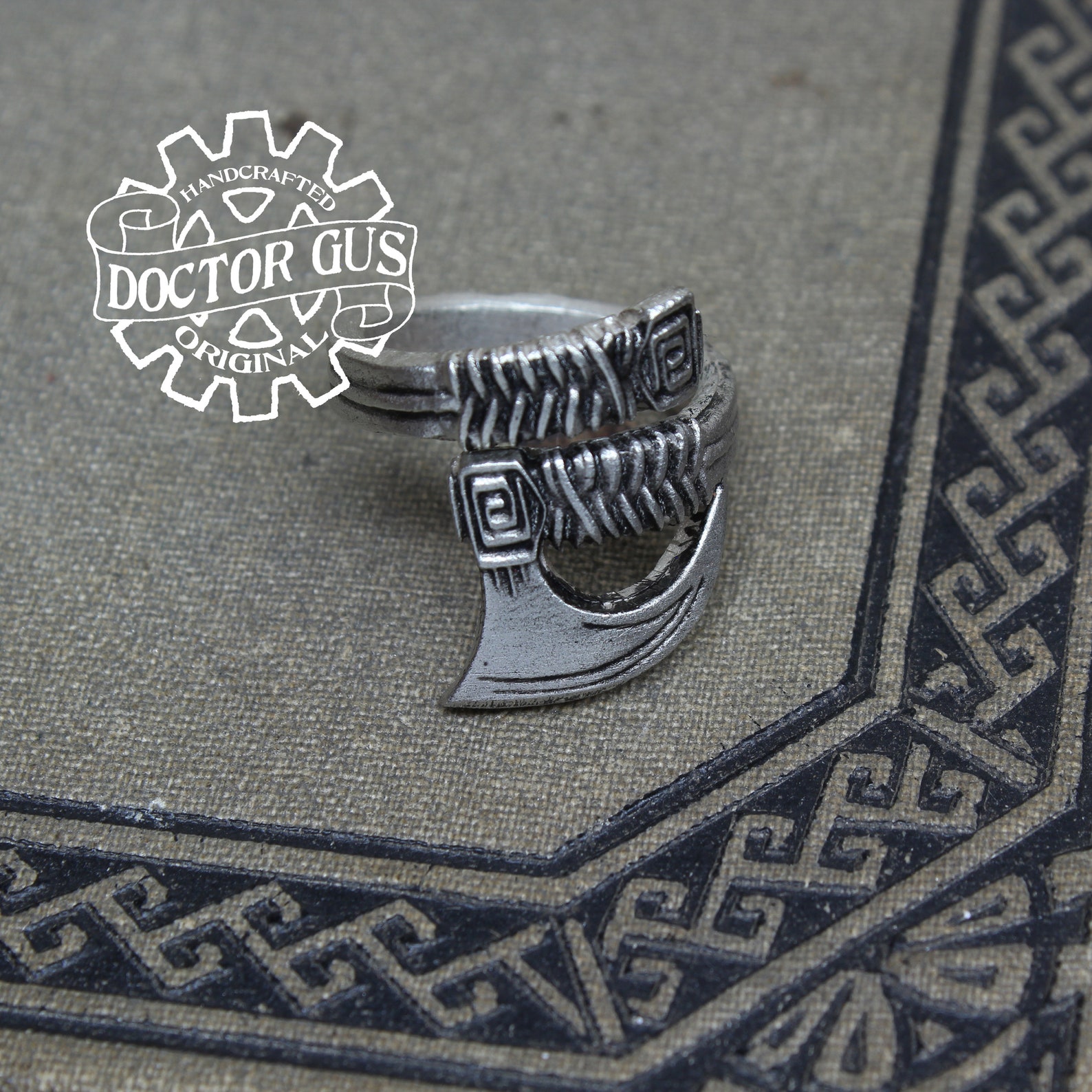 Viking Axe Ring Handcrafted Pewter Ring Medieval Battleaxe | Etsy