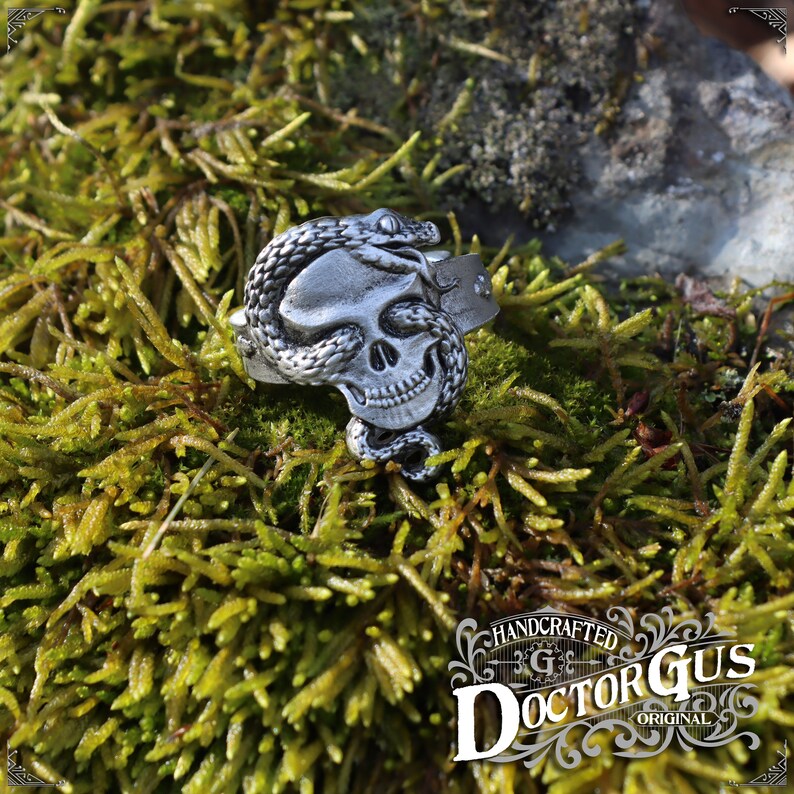 Serpent Skull Ring - Adjustable Snake Ring - Handcrafted Pewter by ...