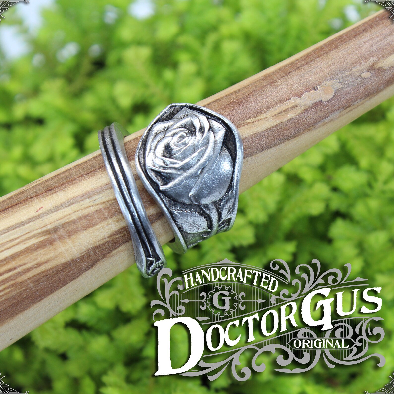 Rose Ring - Adjustable - Wrap Style - Handcrafted Pewter by Doctor Gus ...