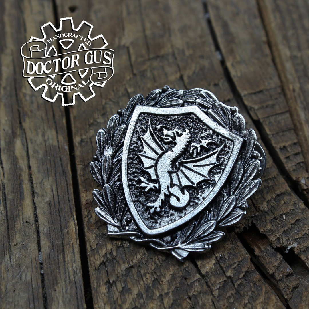 Dragon Heraldic Badge - Heraldry Cosplay Pin - Handcrafted Pewter ...