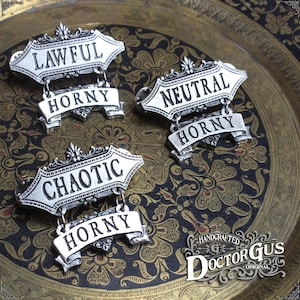 Horny Alignment Badge --- Lawful, Neutral, or Chaotic Alignment Pin ...