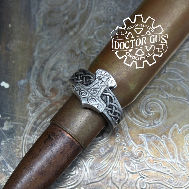 Thor's Hammer Ring Handcrafted Pewter Ring Medieval - Etsy