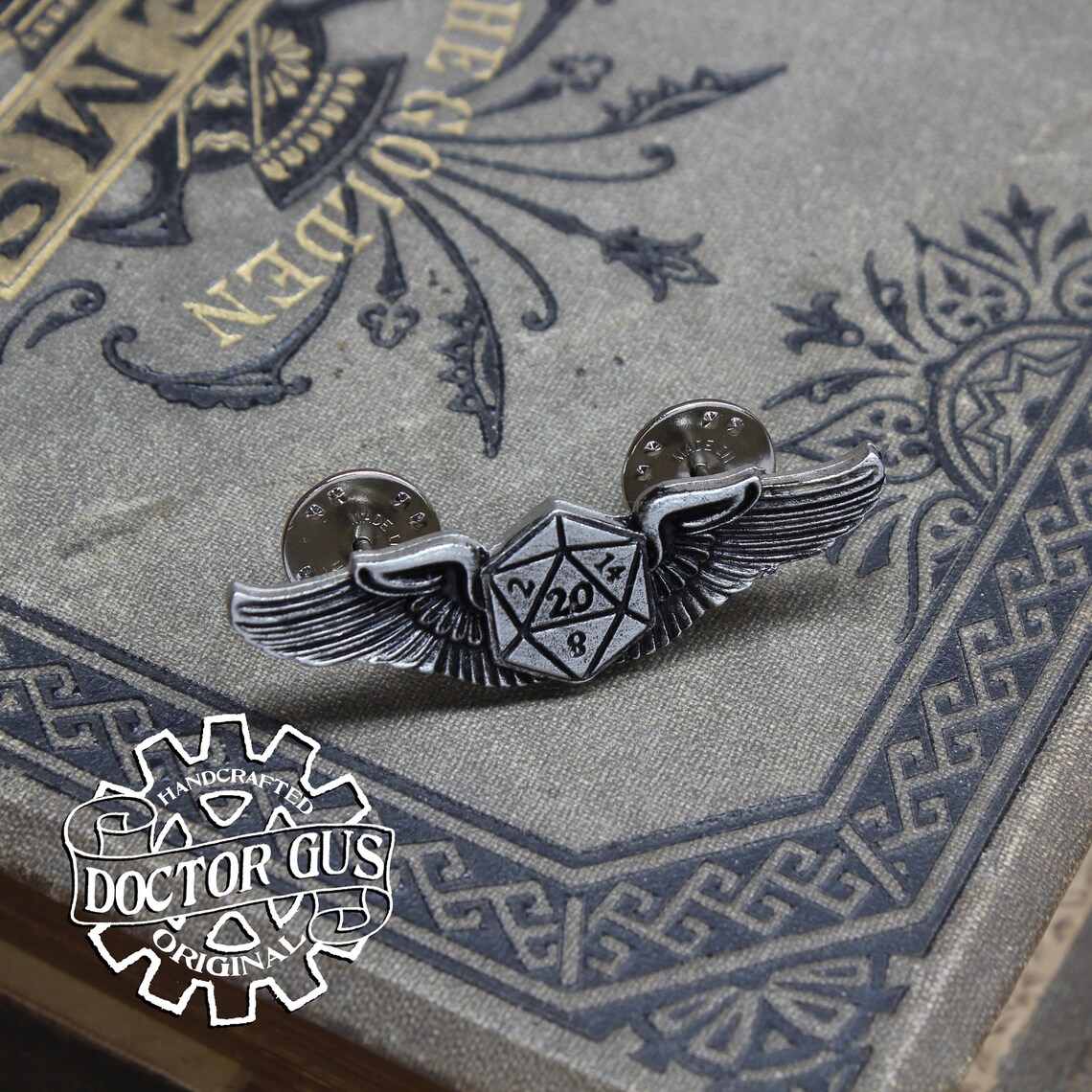 D20 Pilot Wings 2 Inch Wide Winged Dice Pin Steampunk - Etsy