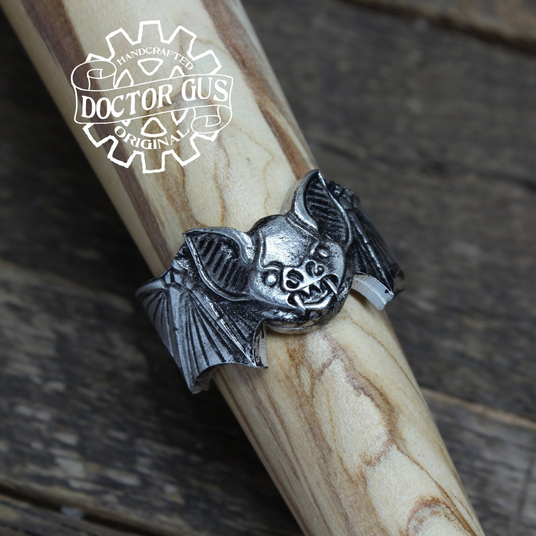 Bat Ring - Handcrafted Pewter Ring - Adjustable Men's Ring - Doctor Gus ...