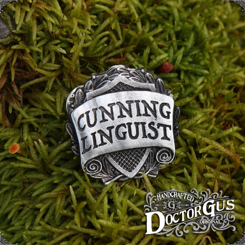 Cunning Linguist Badge - RPG Character Class Status Pin - Handcrafted ...